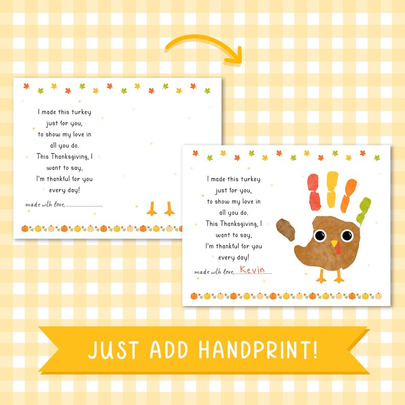 Turkey Poem Handprint Craft - Digital Download, Thanksgiving Handprint ...