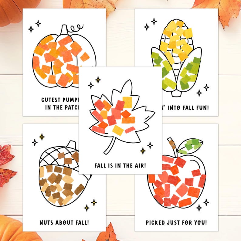 Fall Torn Paper Crafts - Digital Download, Fall Torn Paper Templates ...