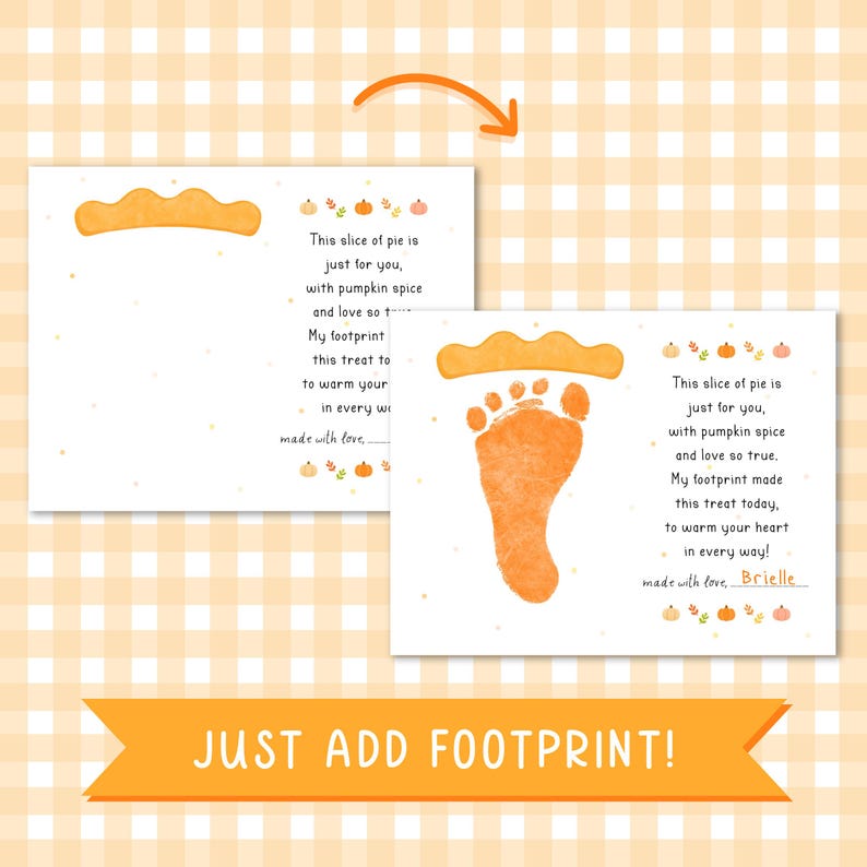 Pumpkin Pie Footprint Craft - Digital Download, Fall Pumpkin Pie ...
