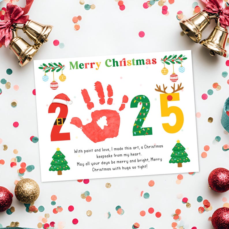 Merry Christmas Handprint Craft - Digital Download, Christmas Handprint ...