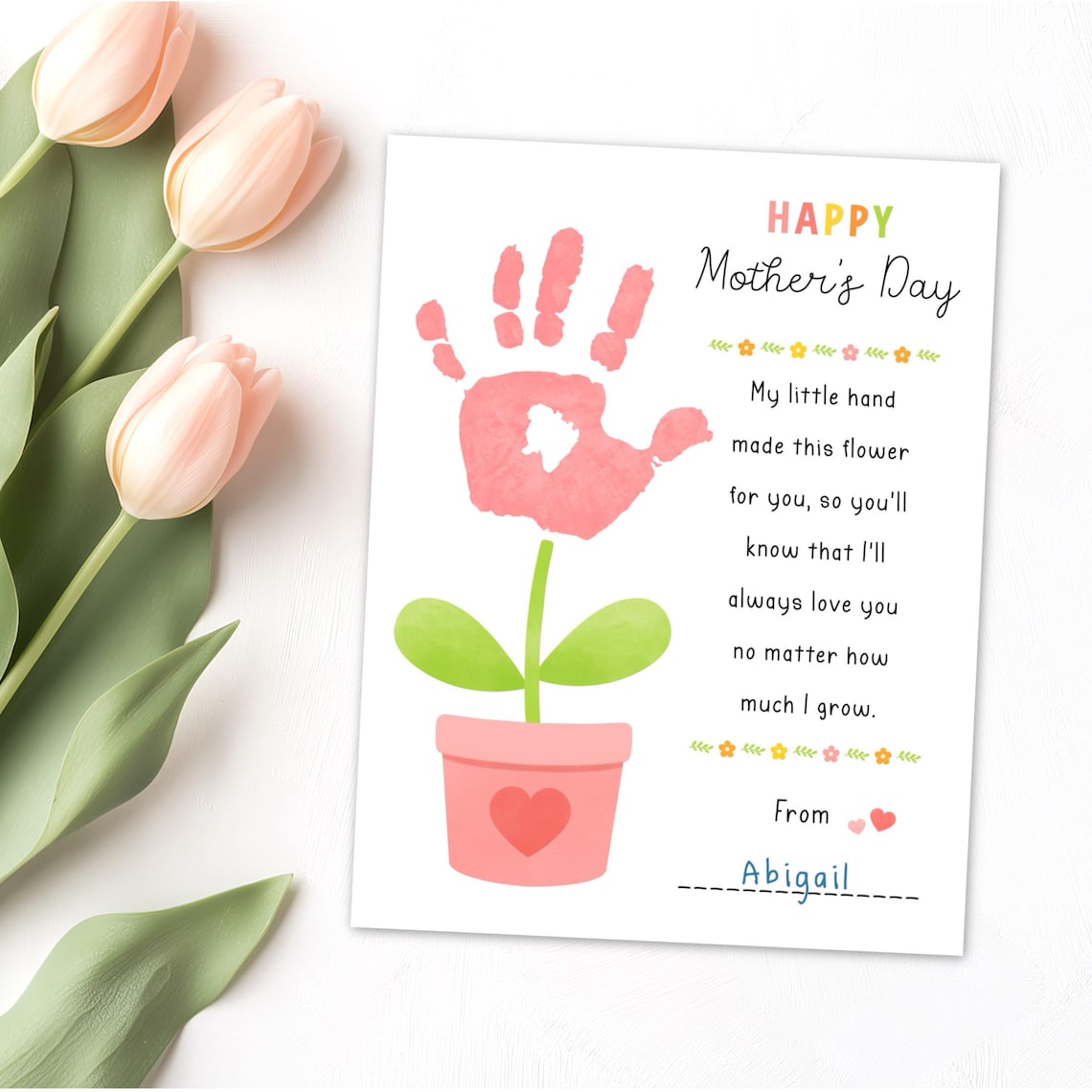 Flower Mother’s Day Handprint Craft - Digital Download, Printable ...