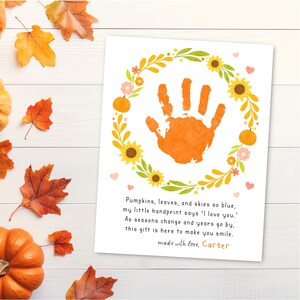 Fall Wreath Handprint Craft - Digital Download, Autumn Wreath Handprint ...