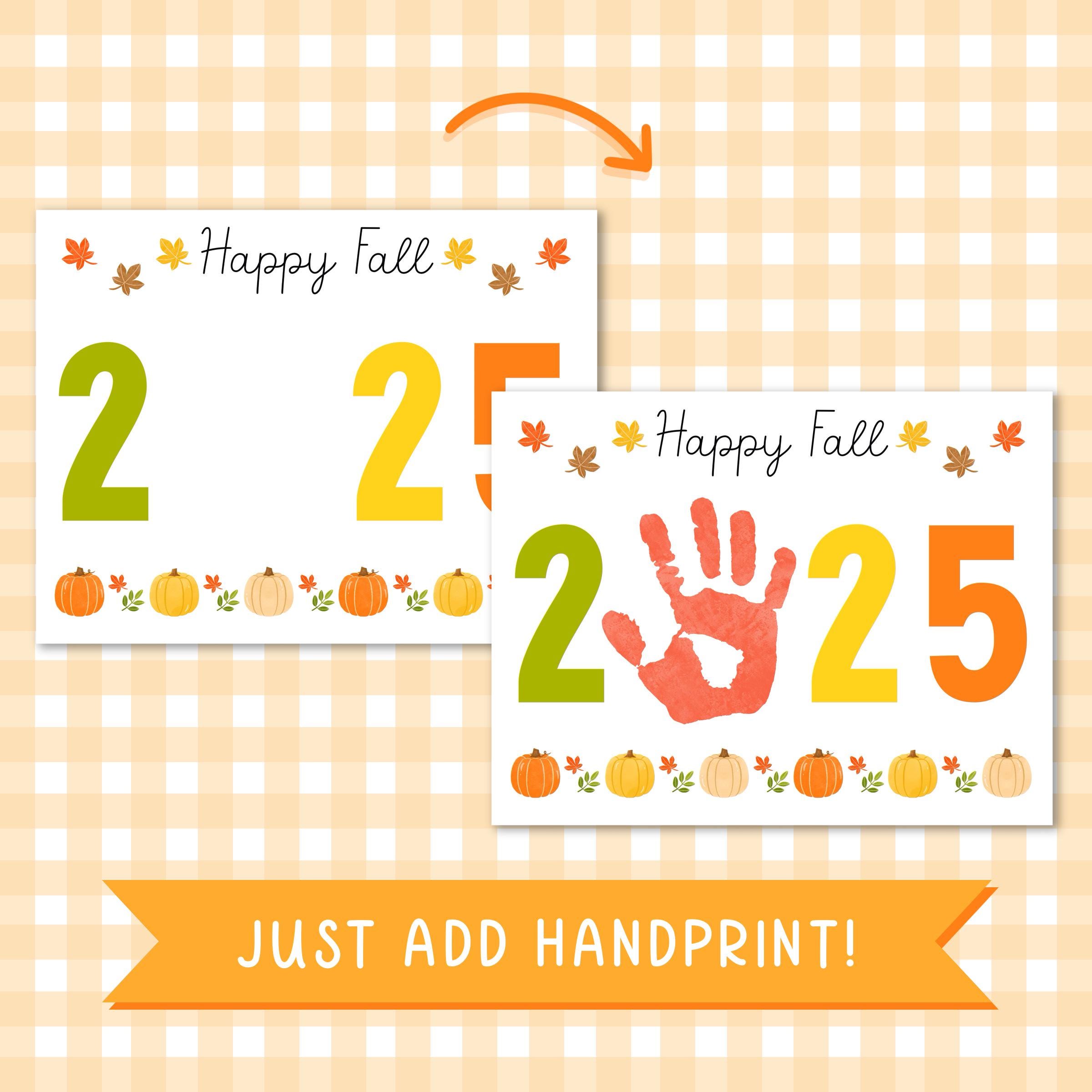 Happy Fall Handprint Craft - Digital Download, Printable Fall Handprint ...