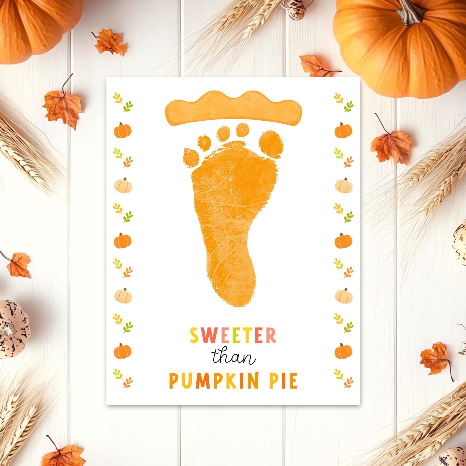 Sweeter Than Pumpkin Pie Footprint Craft - Digital Download, Fall ...