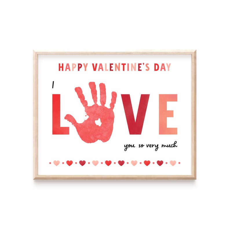 I Love You Valentine’s Day Handprint Craft - Digital Download - DIY ...