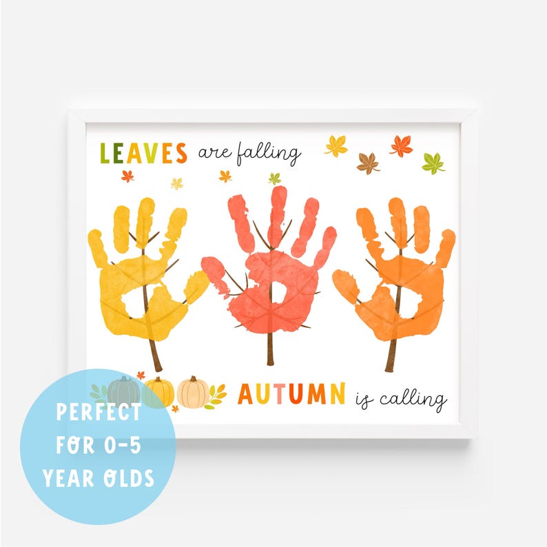 Autumn Leaves Handprint Craft - Digital Download, Fall Handprint Art ...
