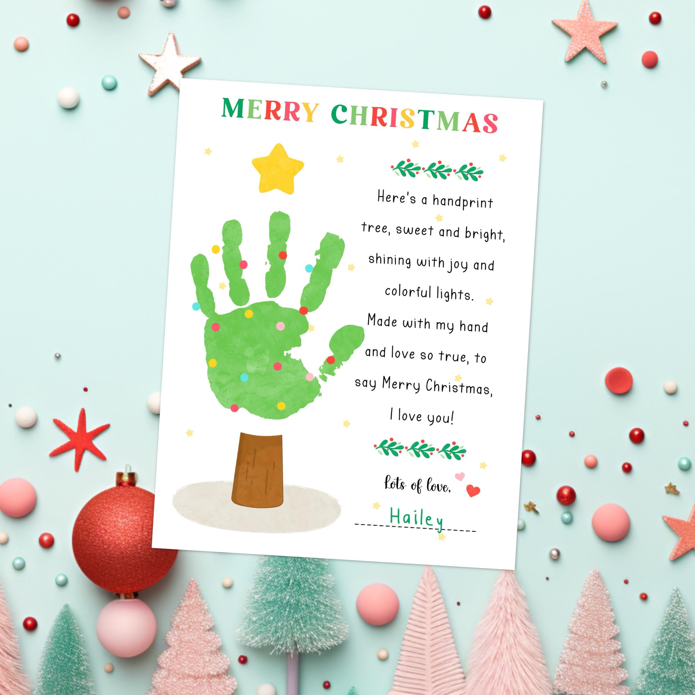 Christmas Tree Handprint Craft - Digital Download, Christmas Tree With ...