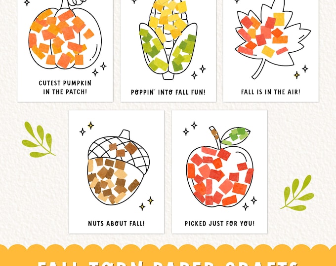 Fall Paper Craft for Kids, Torn Paper Crafts, Autumn Bundle Art ...