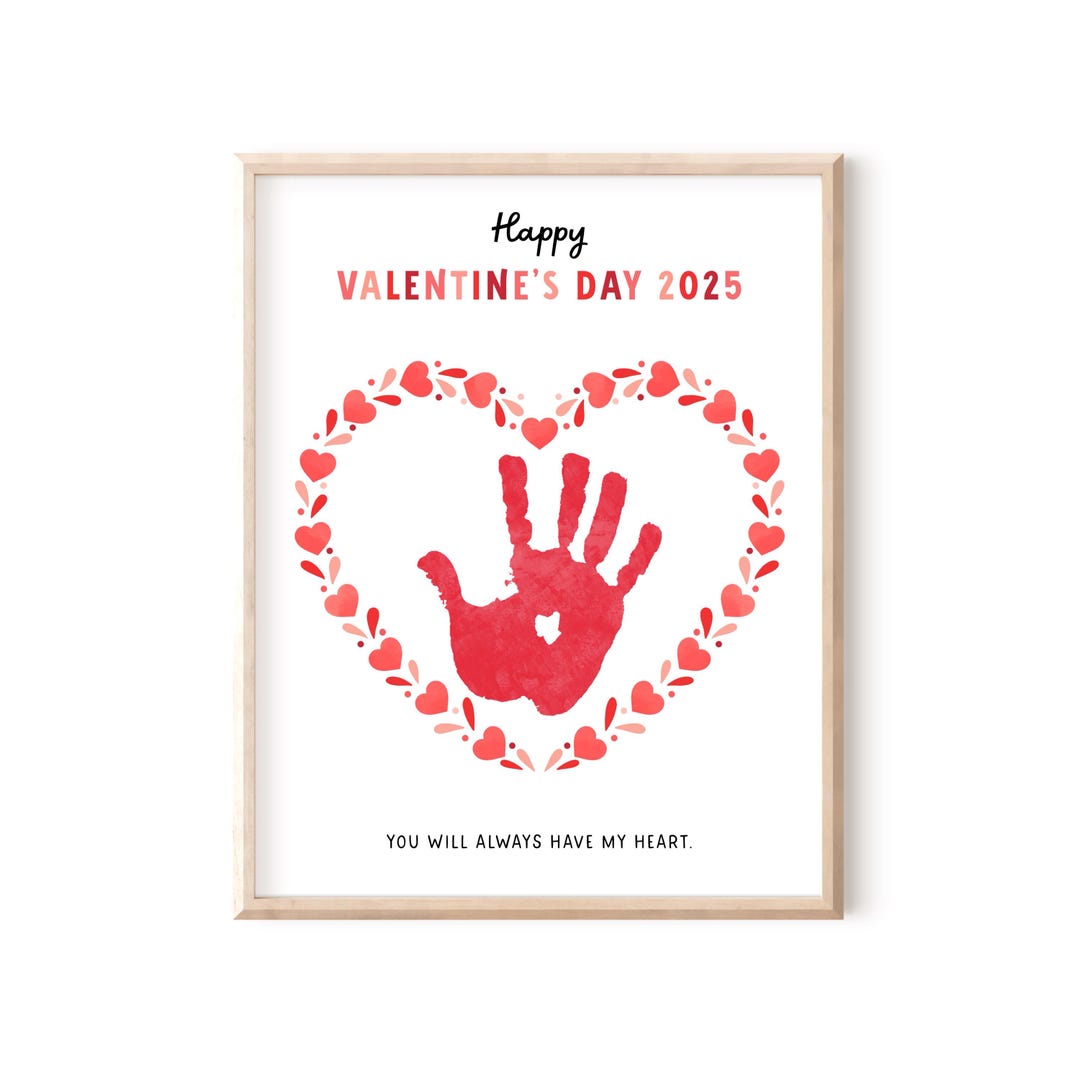 Heart Valentine’s Day Handprint Craft - Digital Download - DIY ...