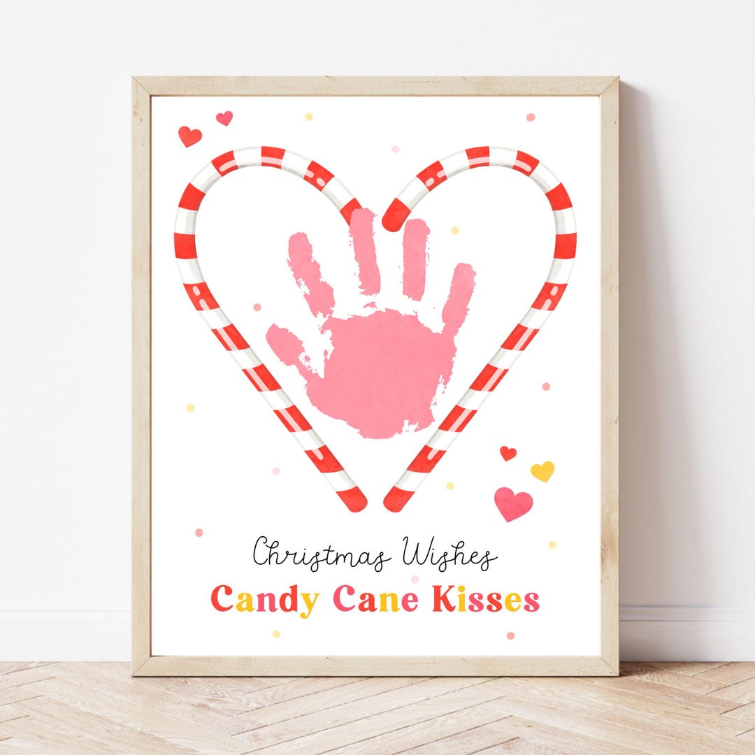 Christmas Candy Cane Heart Handprint Craft - Digital Download ...