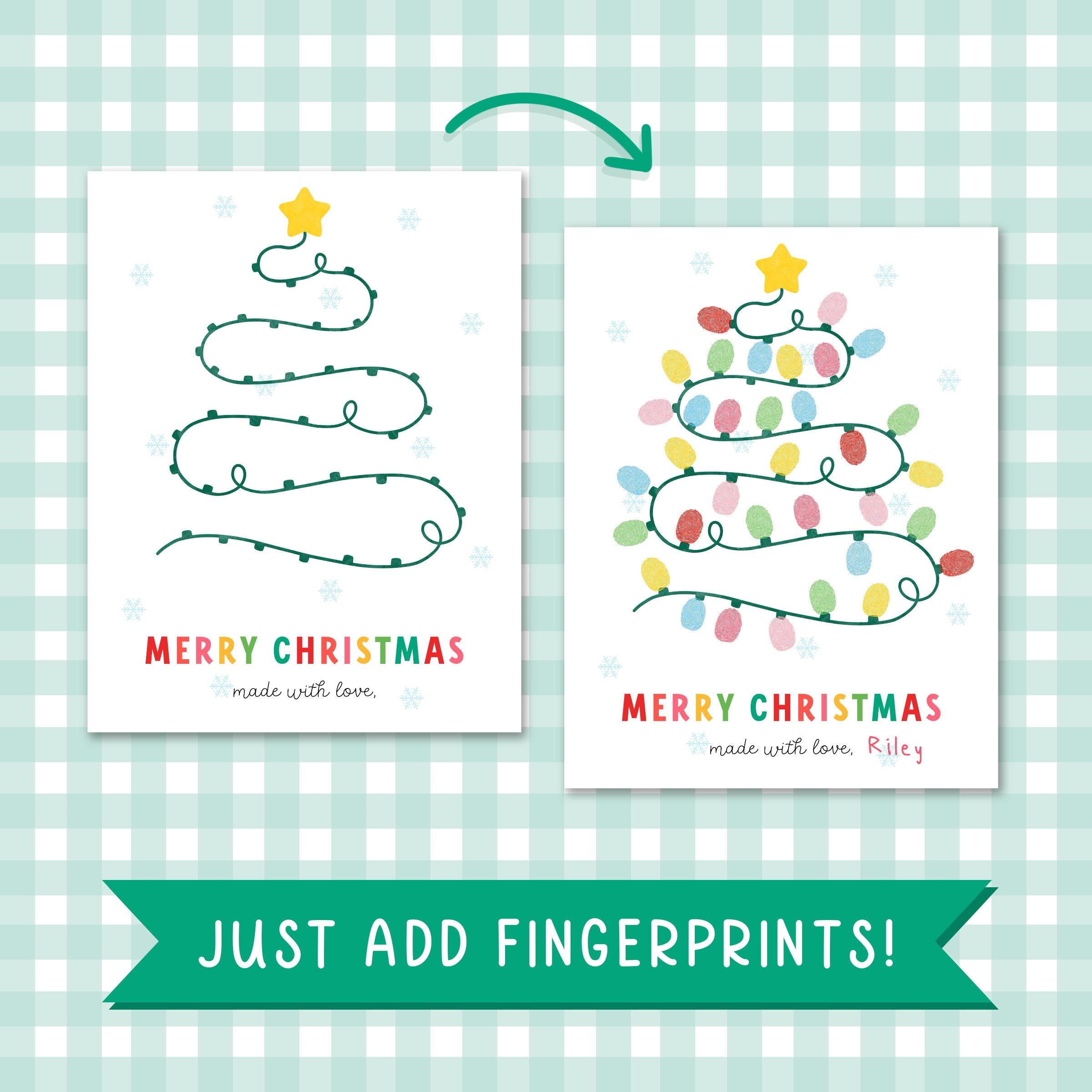 Christmas Tree Fingerprint Craft - Digital Download, Christmas Tree ...