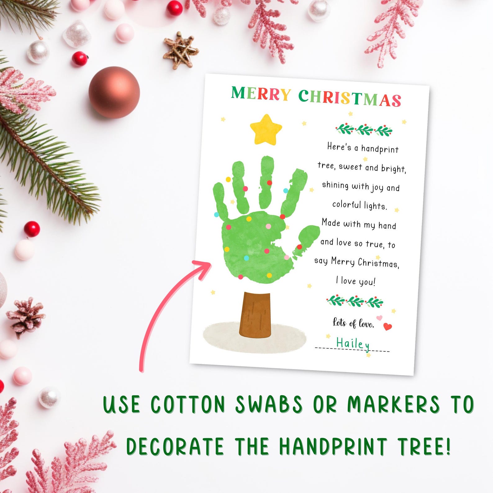 Christmas Tree Handprint Craft - Digital Download, Christmas Tree With ...