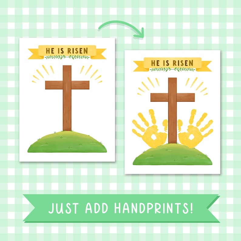 He is Risen Handprint Craft - Digital Download, Easter Handprint Art ...