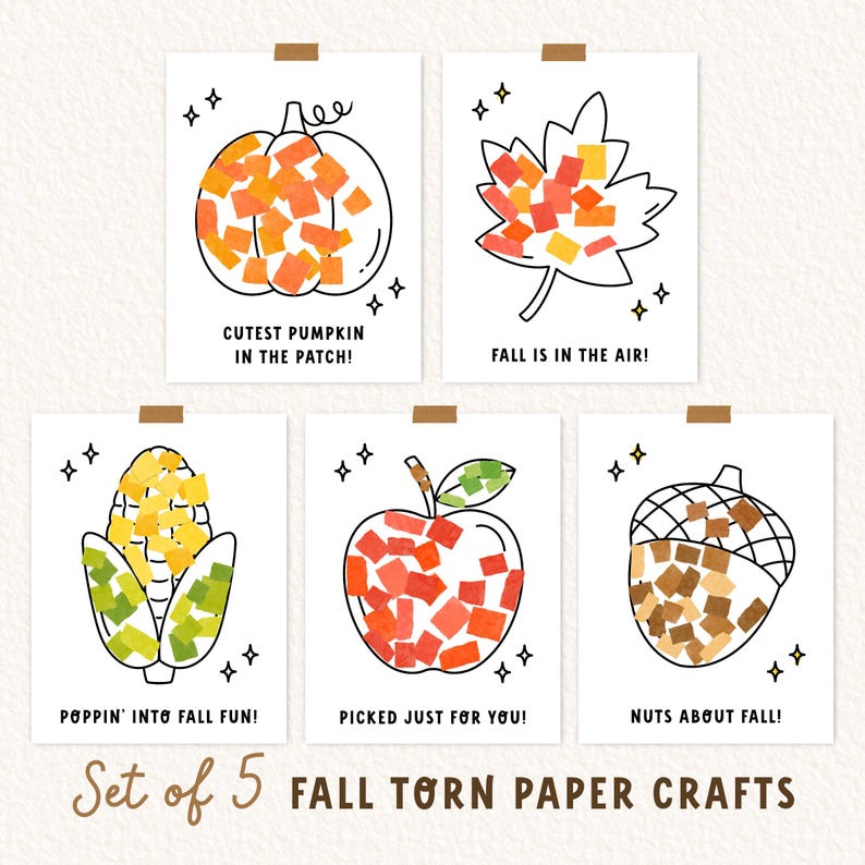 Fall Torn Paper Crafts - Digital Download, Fall Torn Paper Templates ...