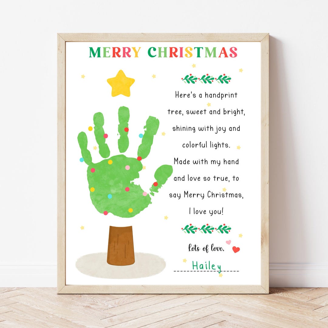 Christmas Tree Handprint Craft - Digital Download, Christmas Tree With ...
