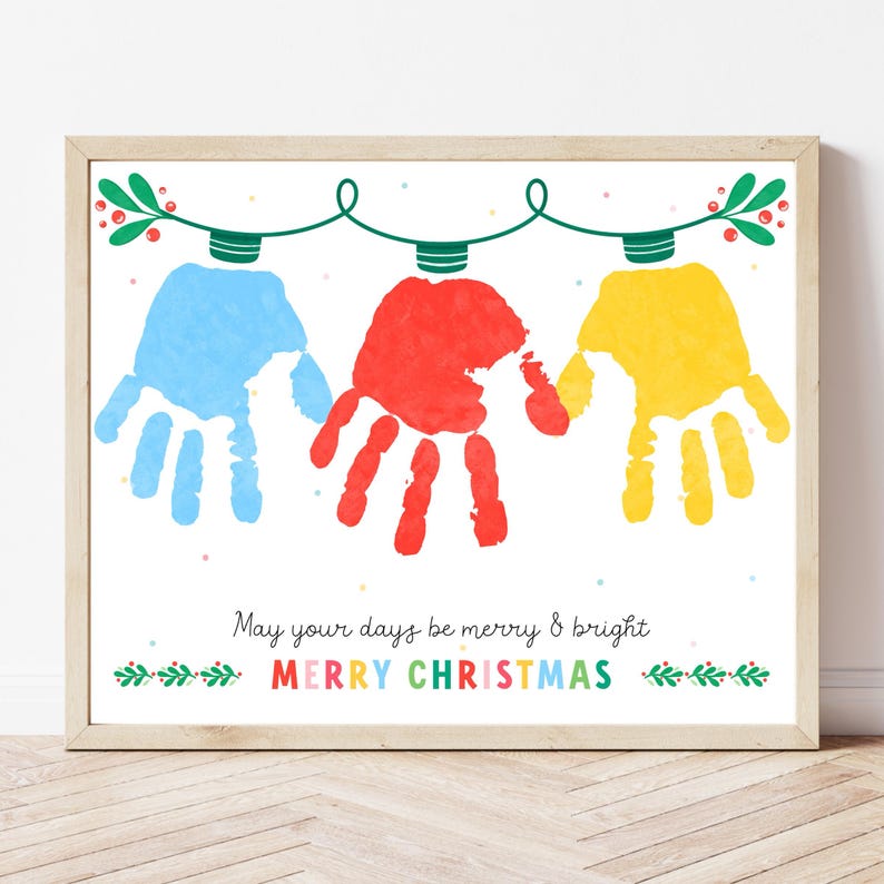 Christmas Lights Handprint Craft - Digital Download, Merry and Bright ...