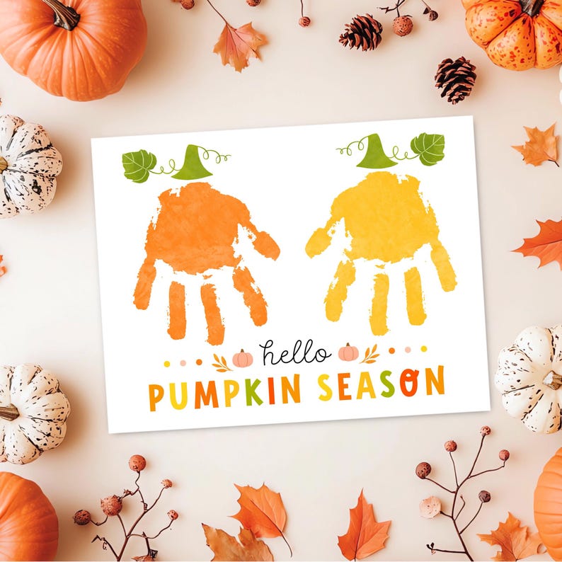 Pumpkin Season Handprint Craft - Digital Download, Fall Handprint Art ...
