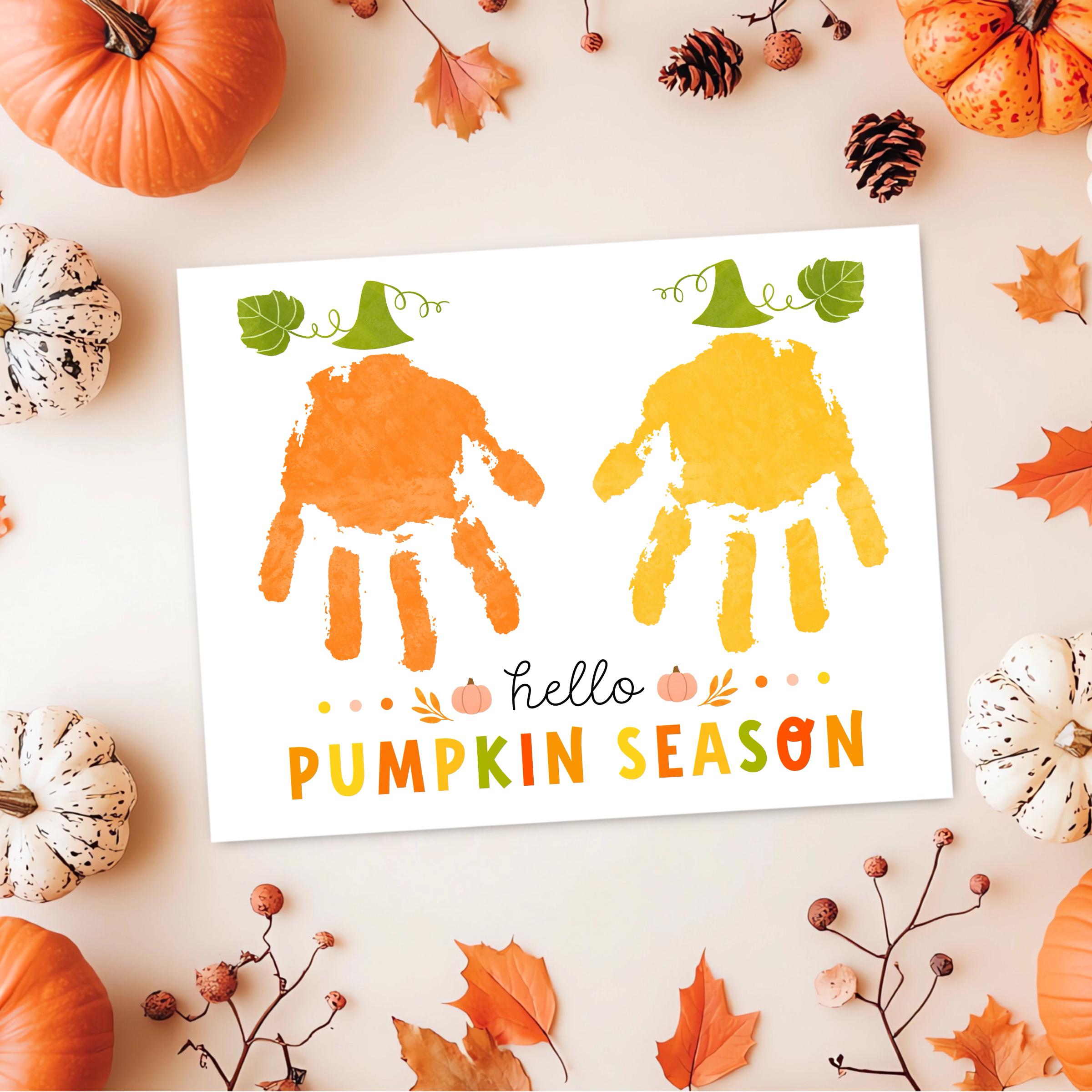 Pumpkin Season Handprint Craft - Digital Download, Fall Handprint Art ...