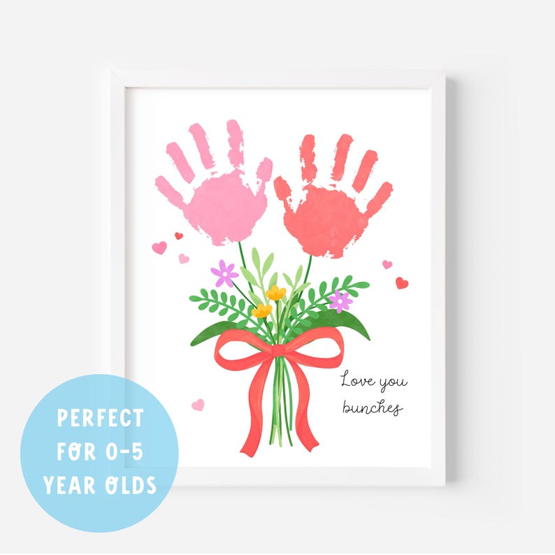 Valentine Flower Bouquet Handprint Craft - Digital Download, Printable ...