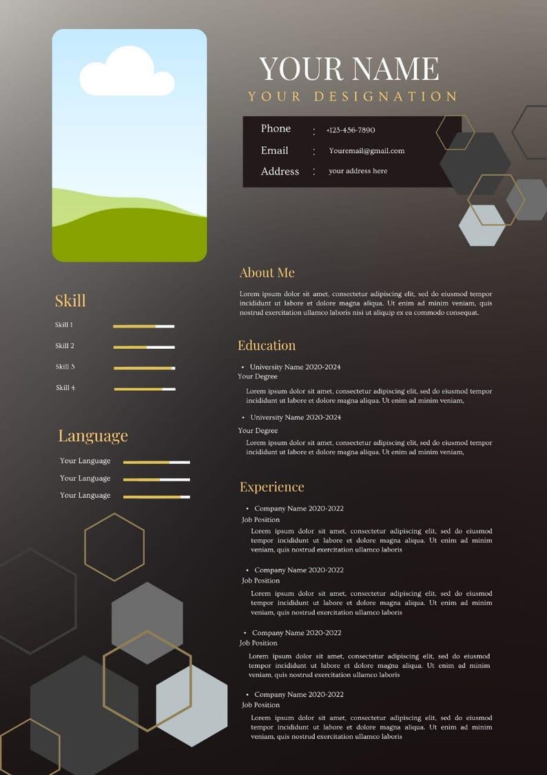 Modern Resume Template for Canva – Ats-friendly CV for Job Application ...