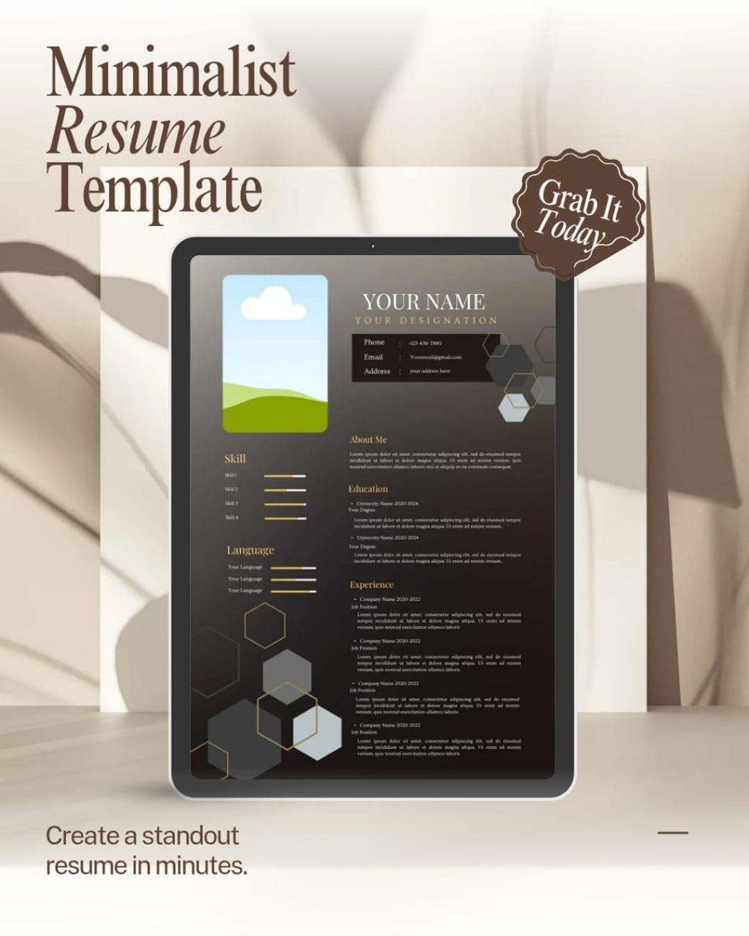 Modern Resume Template for Canva – Ats-friendly CV for Job Application ...