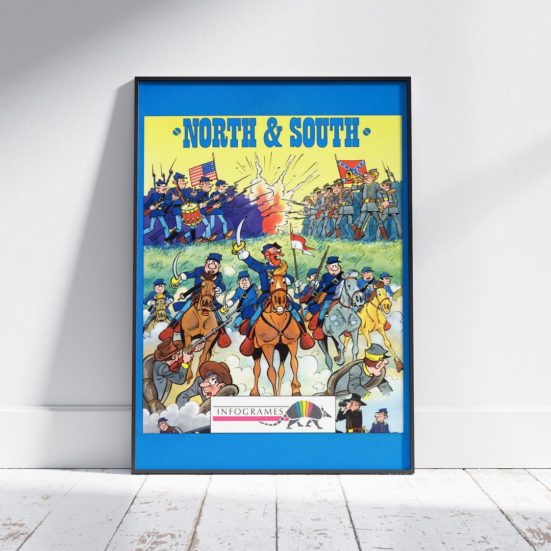 North & South Retro Game Poster - Vintage Pixel Art Wall Decor ...