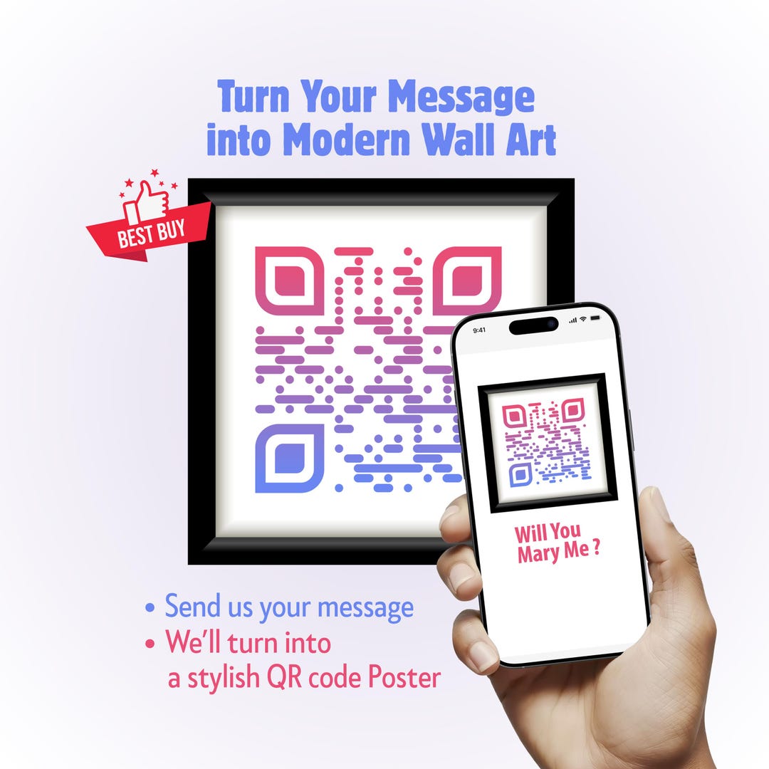 Custom QR Code Poster, Wall Art, Gifts, Printable, Personalized and ...