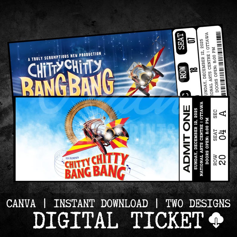 Printable Chitty Chitty Bang Bang Broadway Surprise Ticket, Musical ...