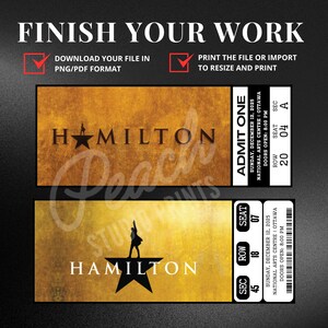 Printable Hamilton Broadway Surprise Ticket, Hamilton the Musical ...
