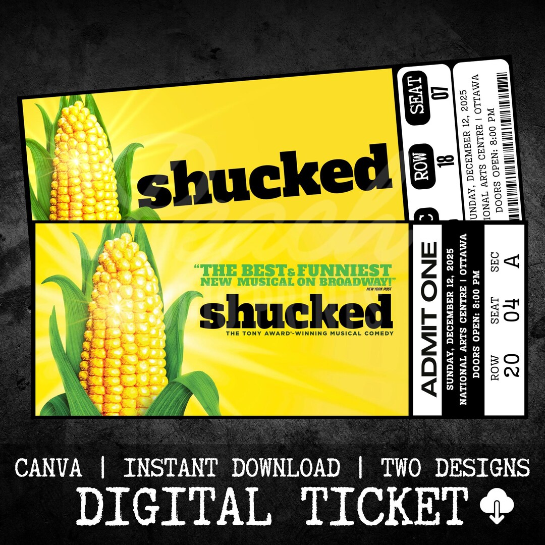 Editable Shucked Broadway Surprise Ticket Event Gift Template. Shucked ...
