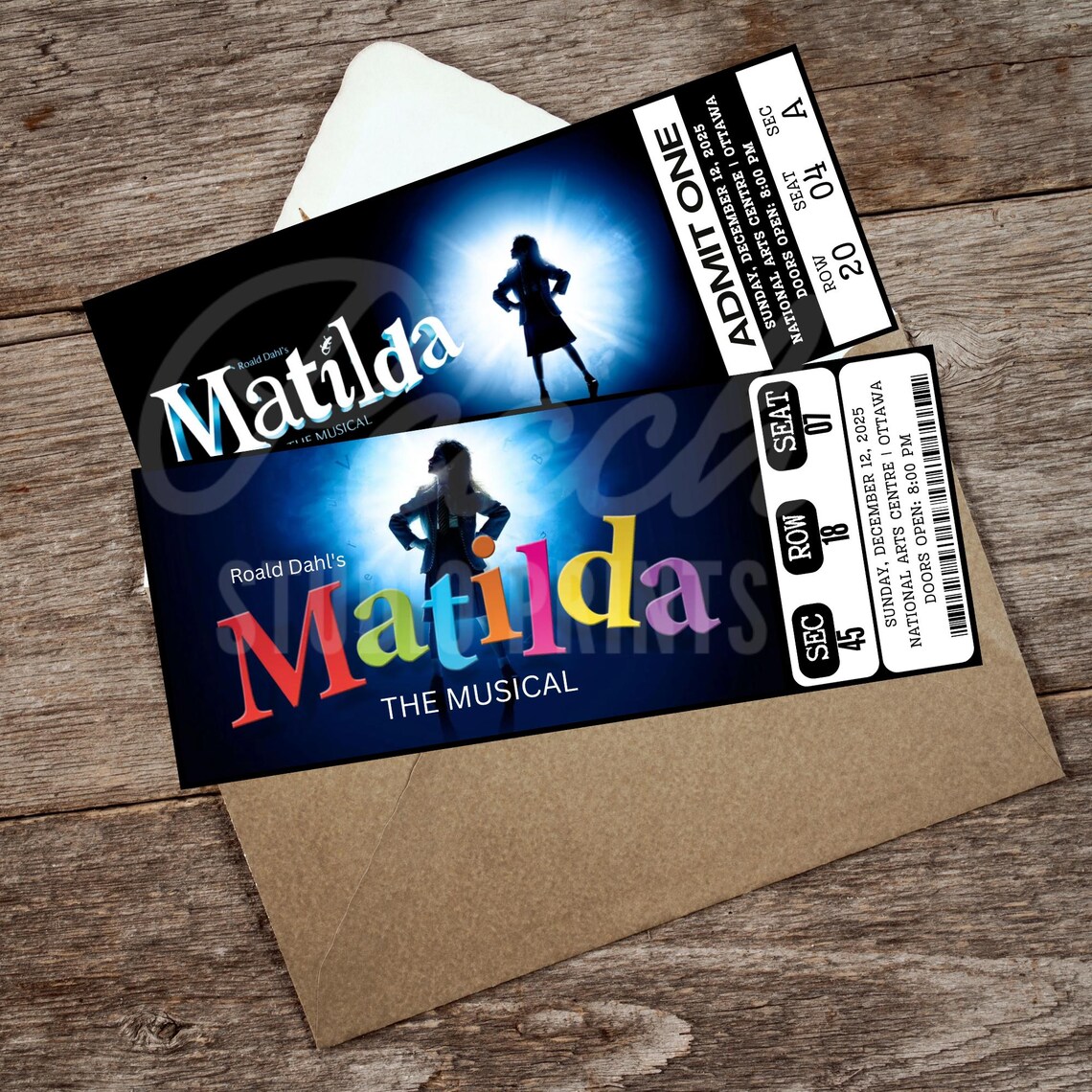 Printable Matilda the Musical Theatre Ticket | Personalized Gift Reveal ...