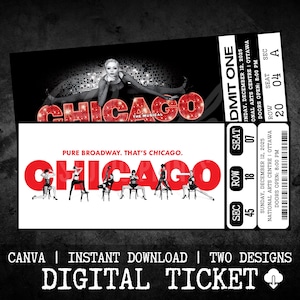 Printable Chicago the Musical Theatre Ticket | Personalized Gift Reveal ...