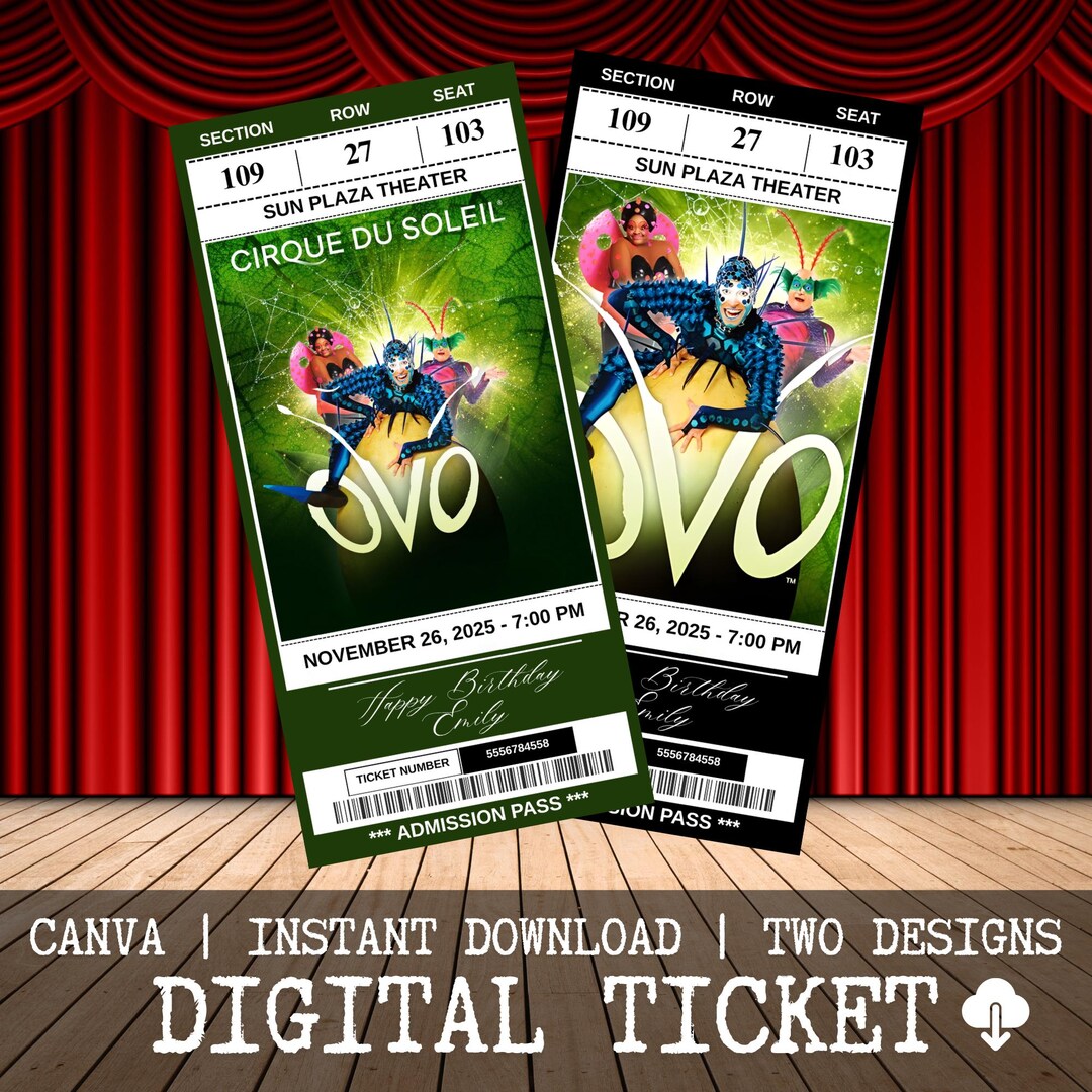 Printable Cirque Du Soleil OVO Ticket Live Musical Circus ...