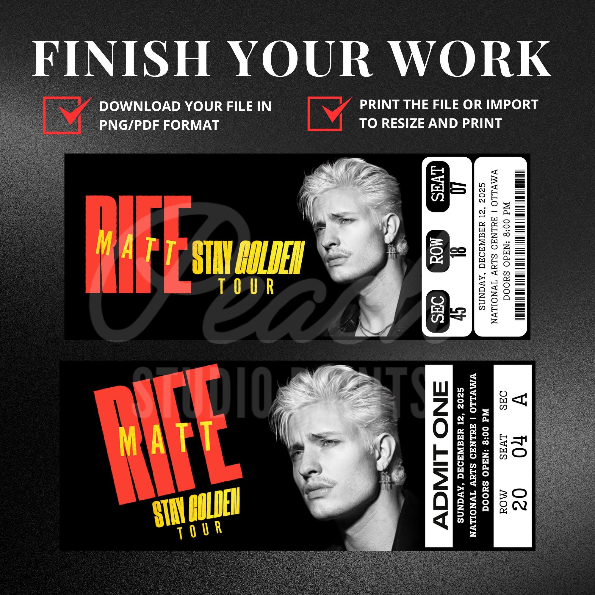 Printable Matt Rife Ticket Stay Golden 2025 Tour | Personalized Live ...