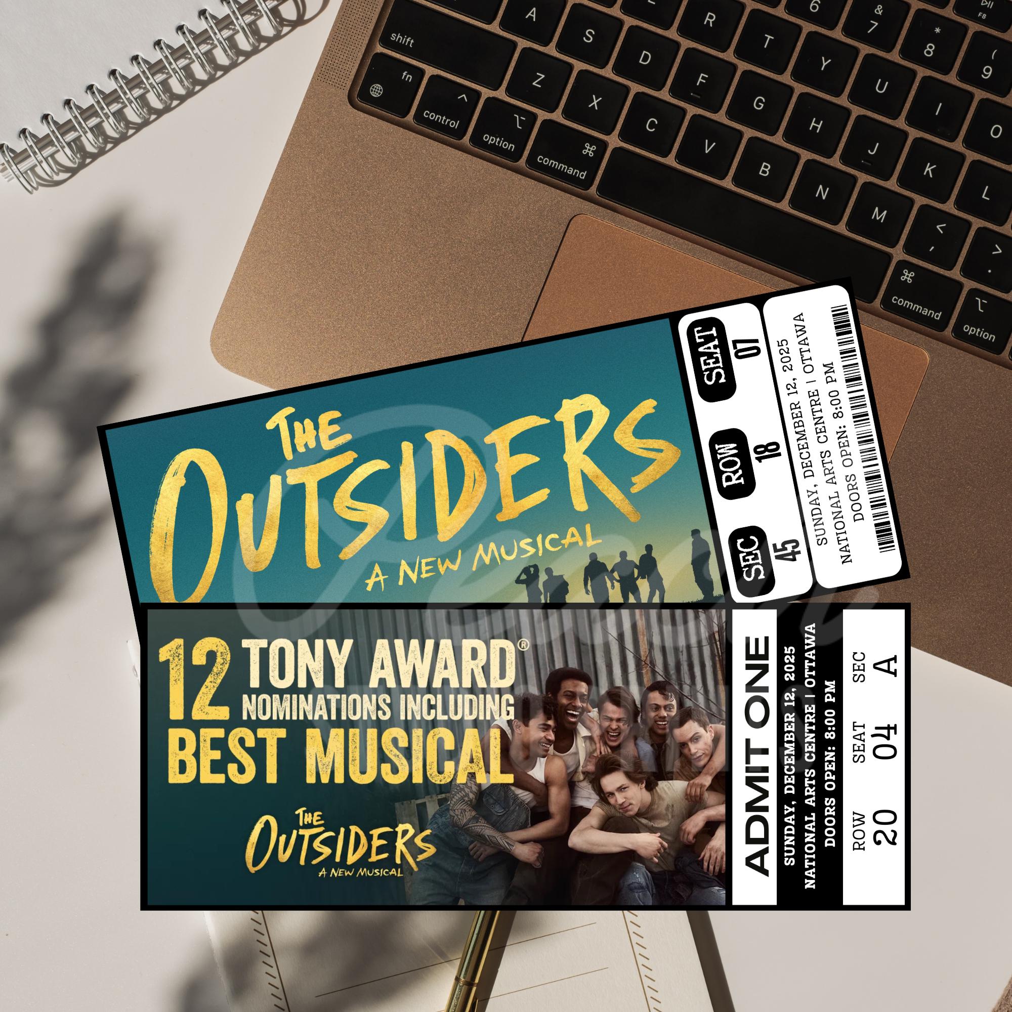 Printable the Outsiders Musical Theatre Ticket | Personalized Gift ...