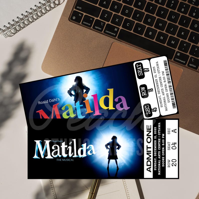 Printable Matilda the Musical Theatre Ticket | Personalized Gift Reveal ...