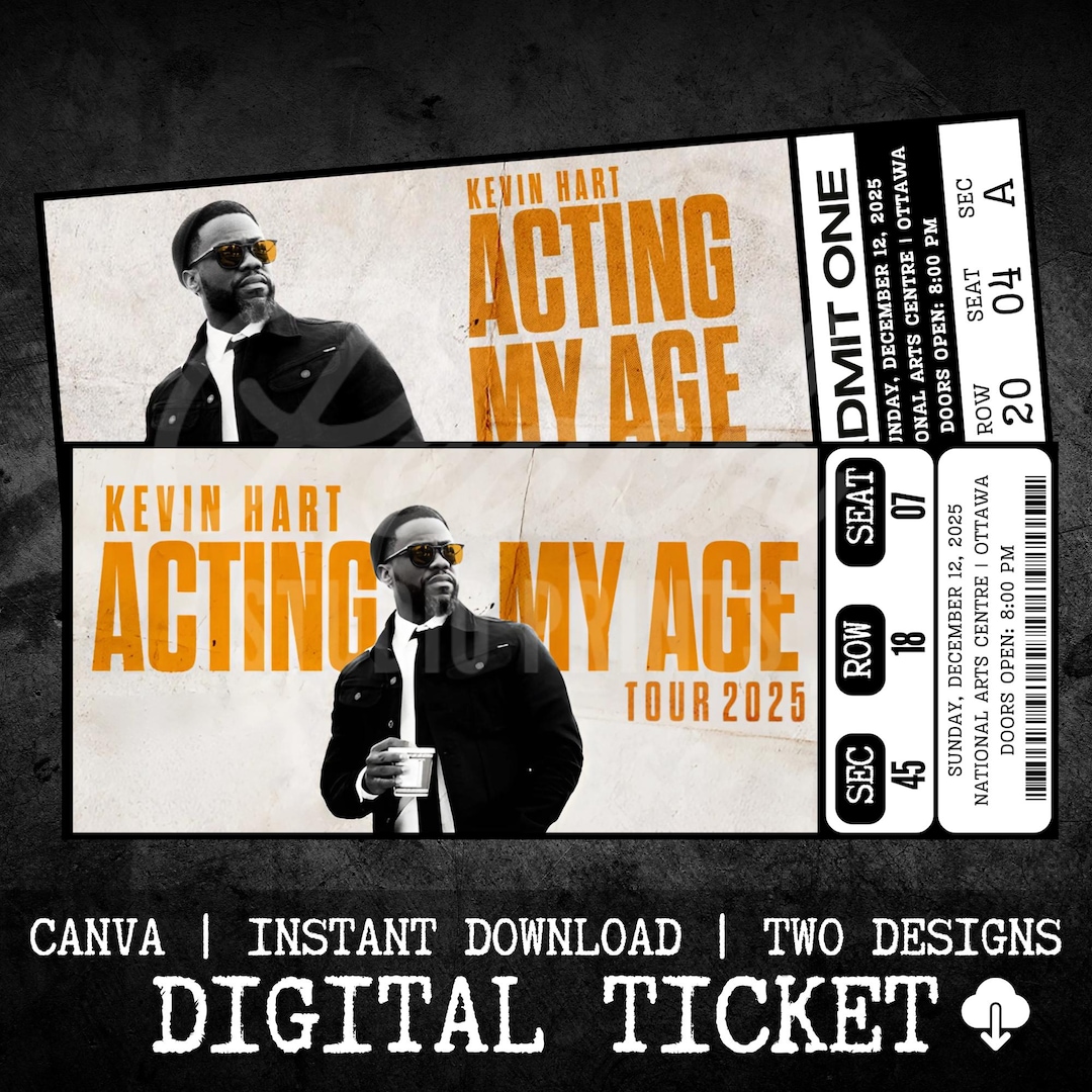 Printable Kevin Hart Ticket Acting My Age Tour 2025 | Personalized Live ...