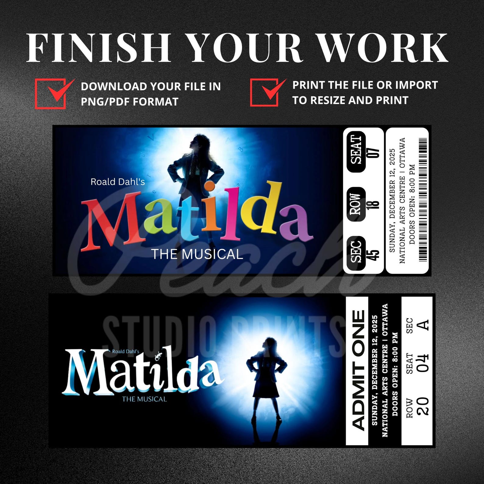 Printable Matilda the Musical Theatre Ticket | Personalized Gift Reveal ...