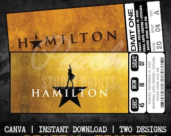 Printable Hamilton Broadway Surprise Ticket, Hamilton the Musical ...