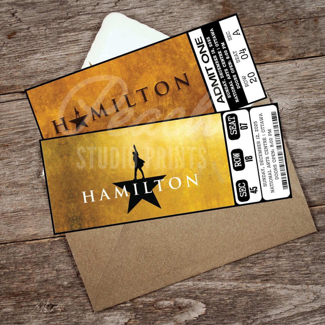 Printable Hamilton Broadway Surprise Ticket, Hamilton the Musical ...