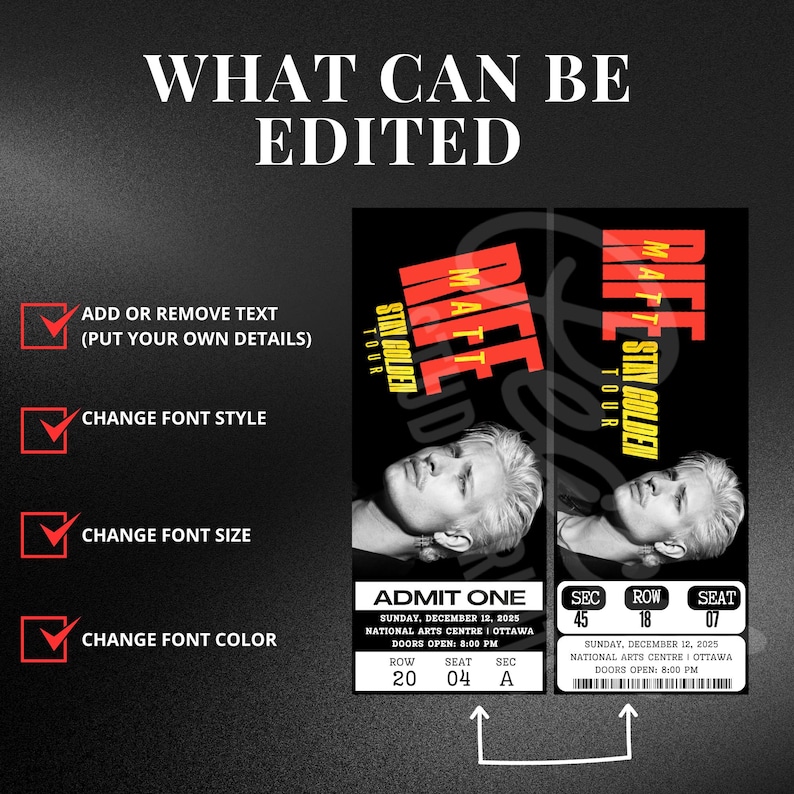 Printable Matt Rife Ticket Stay Golden 2025 Tour | Personalized Live ...