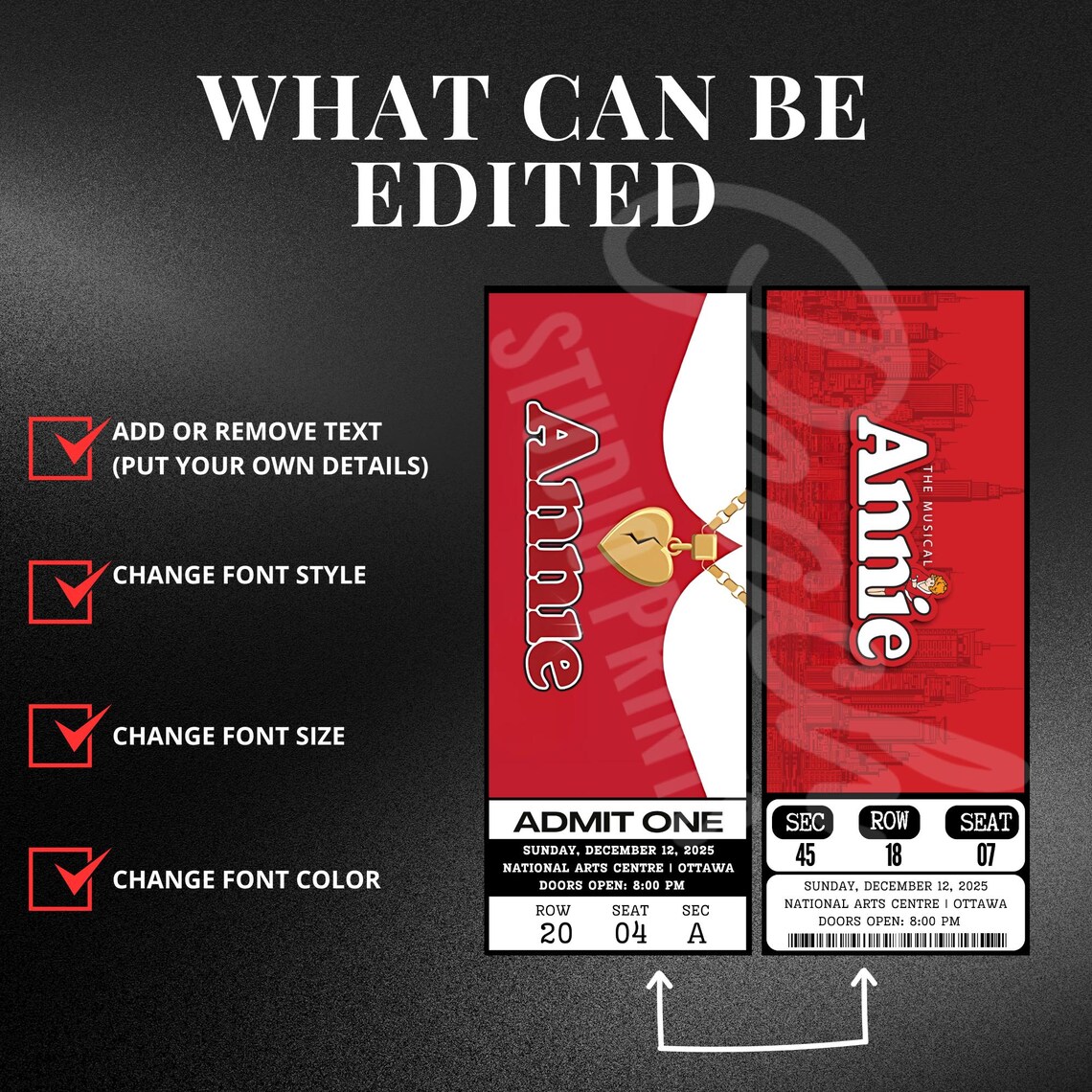 Printable Annie the Musical Theatre Ticket | Personalized Gift Reveal ...