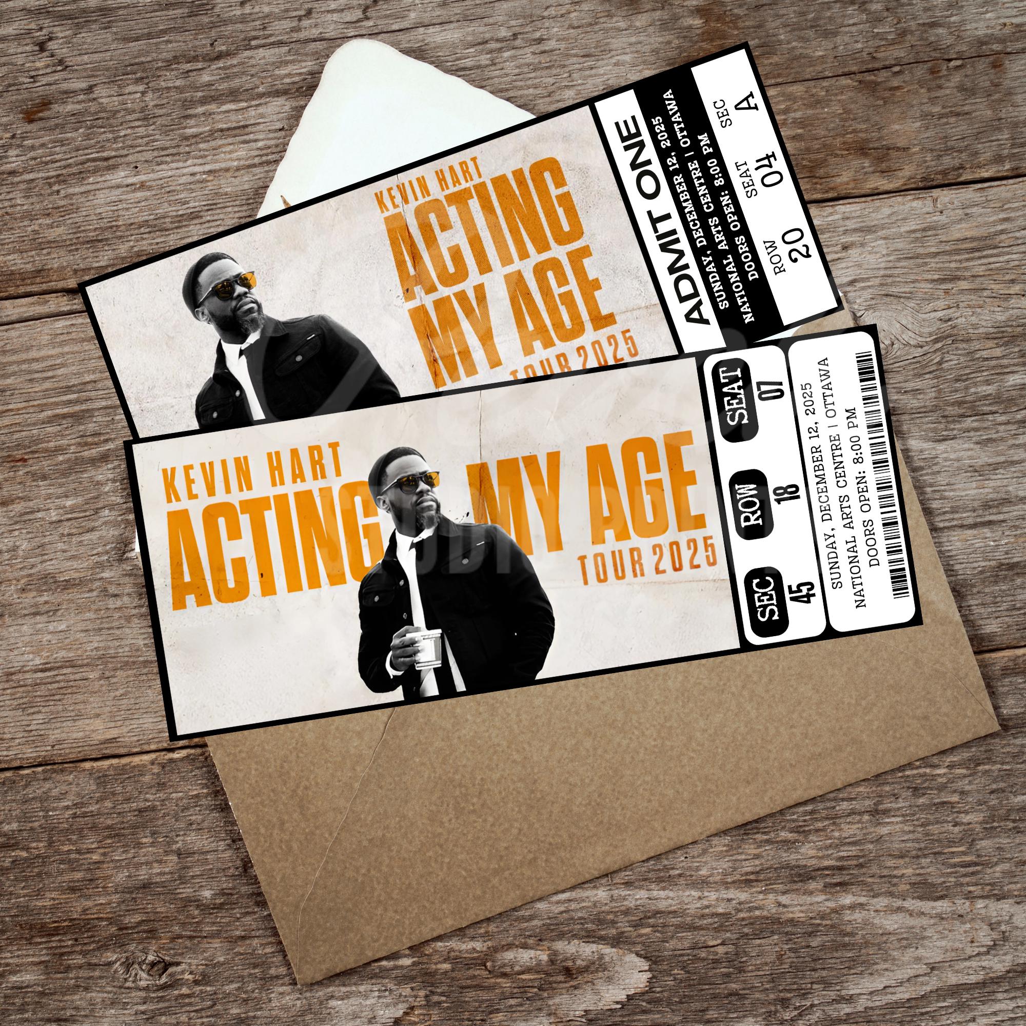 Printable Kevin Hart Ticket Acting My Age Tour 2025 | Personalized Live ...