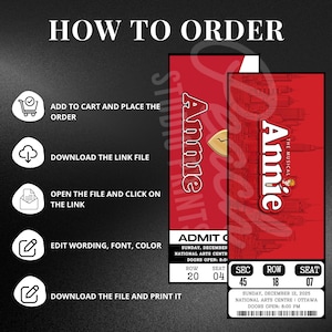Printable Annie the Musical Theatre Ticket | Personalized Gift Reveal ...