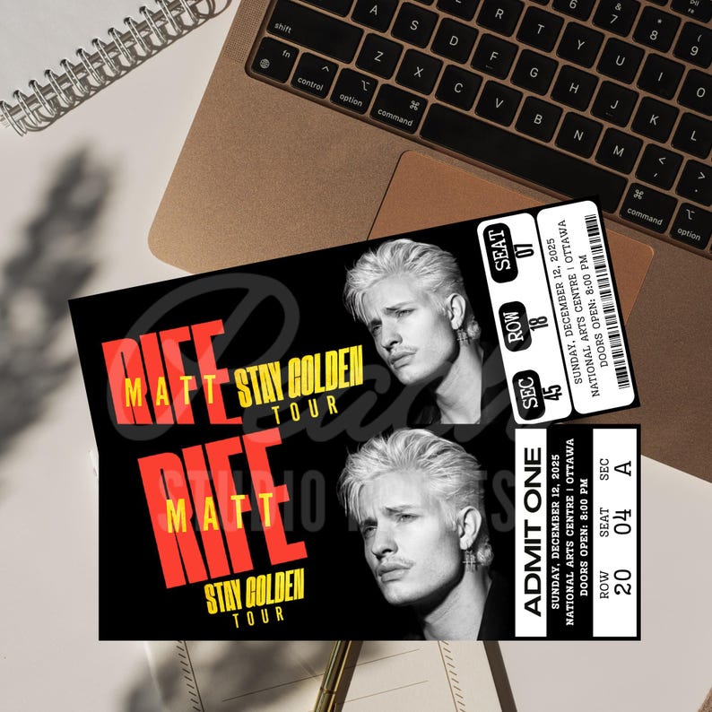 Printable Matt Rife Ticket Stay Golden 2025 Tour | Personalized Live Comedy Show Gift Reveal ...