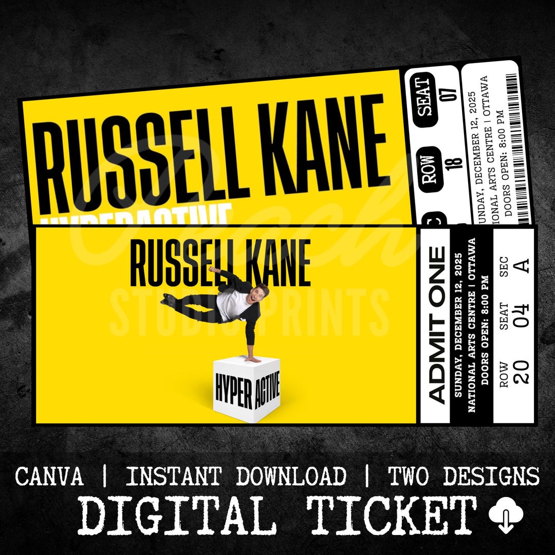 Printable Russell Kane Ticket Hyperactive Tour 2024 / 2025 ...
