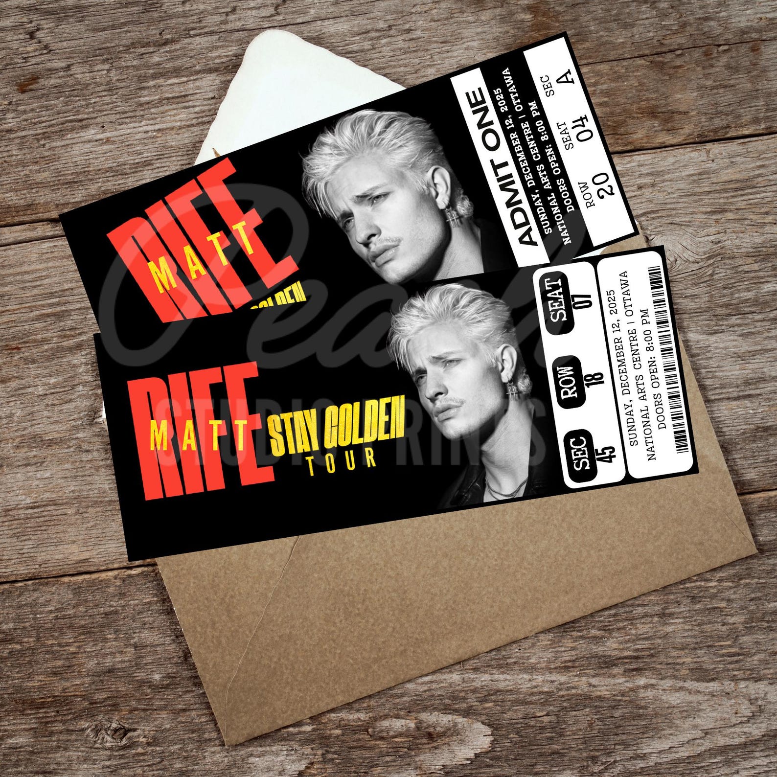 Printable Matt Rife Ticket Stay Golden 2025 Tour | Personalized Live Comedy Show Gift Reveal ...