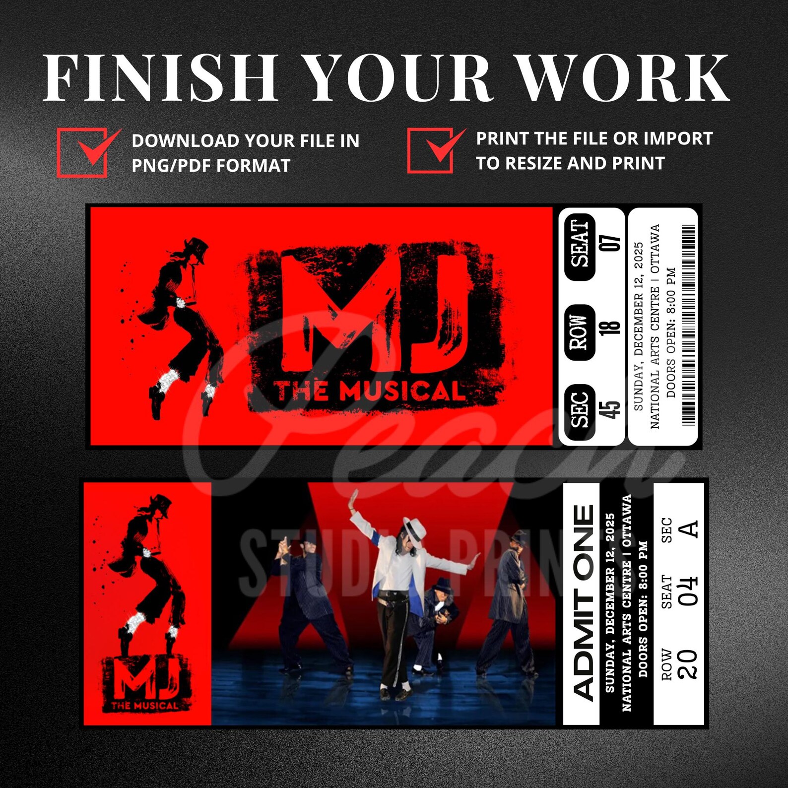 Printable MJ the Musical Theatre Ticket | Personalized Gift Reveal ...