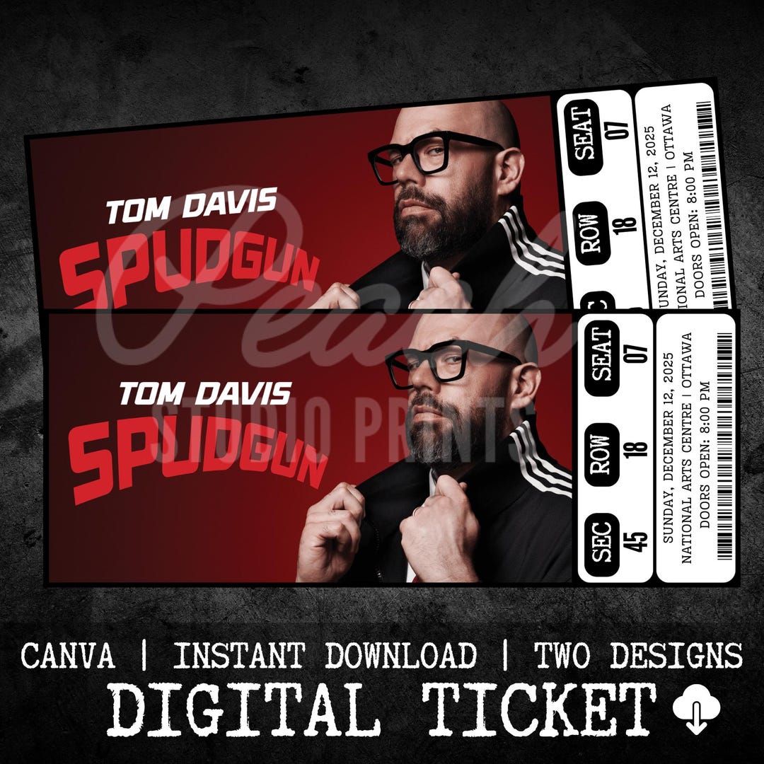 Printable Tom Davis Ticket Spudgun UK Tour 2026 | Personalized Live ...