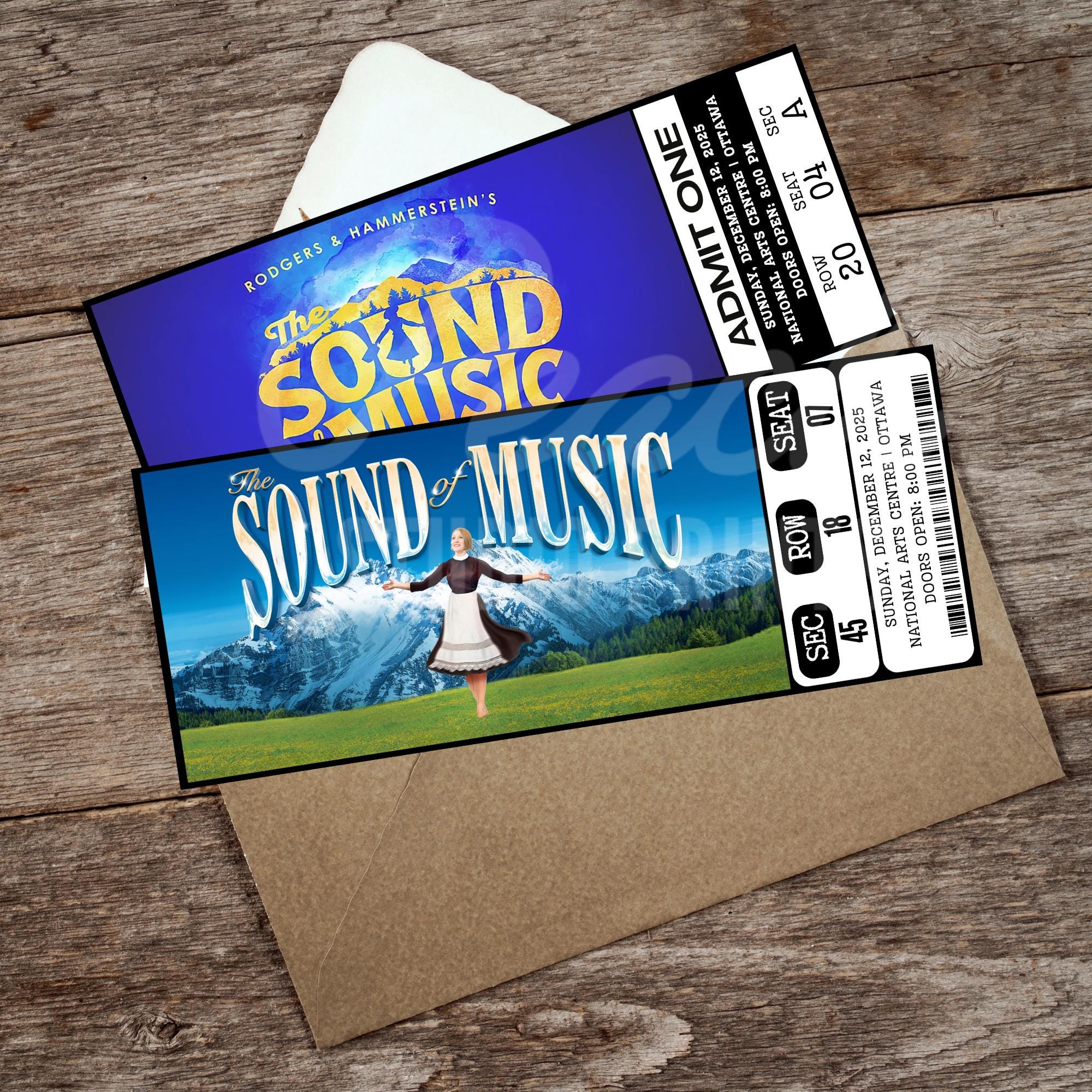 Printable the Sound of Music Musical Theatre Ticket | Personalized Gift ...